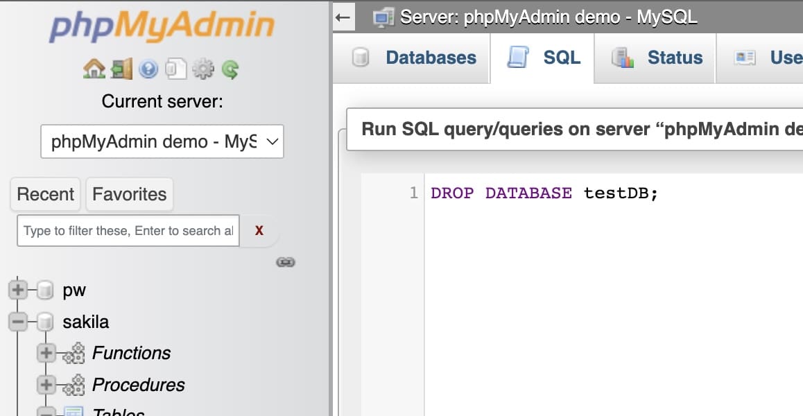 Cara Hapus Database Di Phpmyadmin