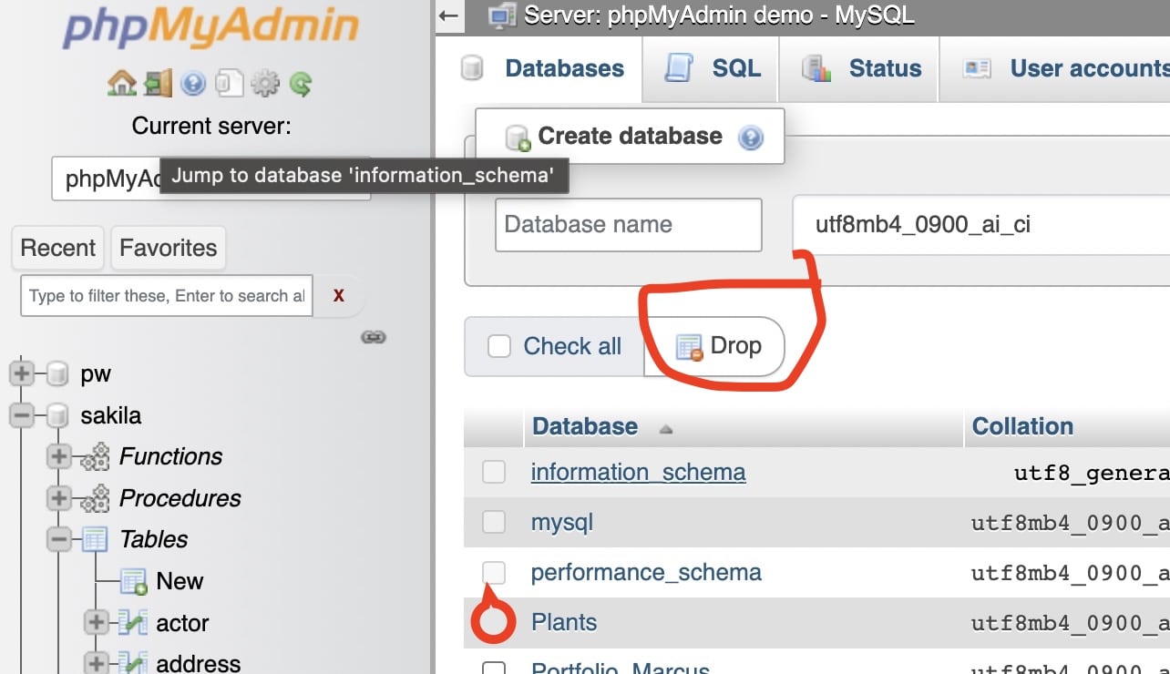 Cara Hapus Database Di Phpmyadmin